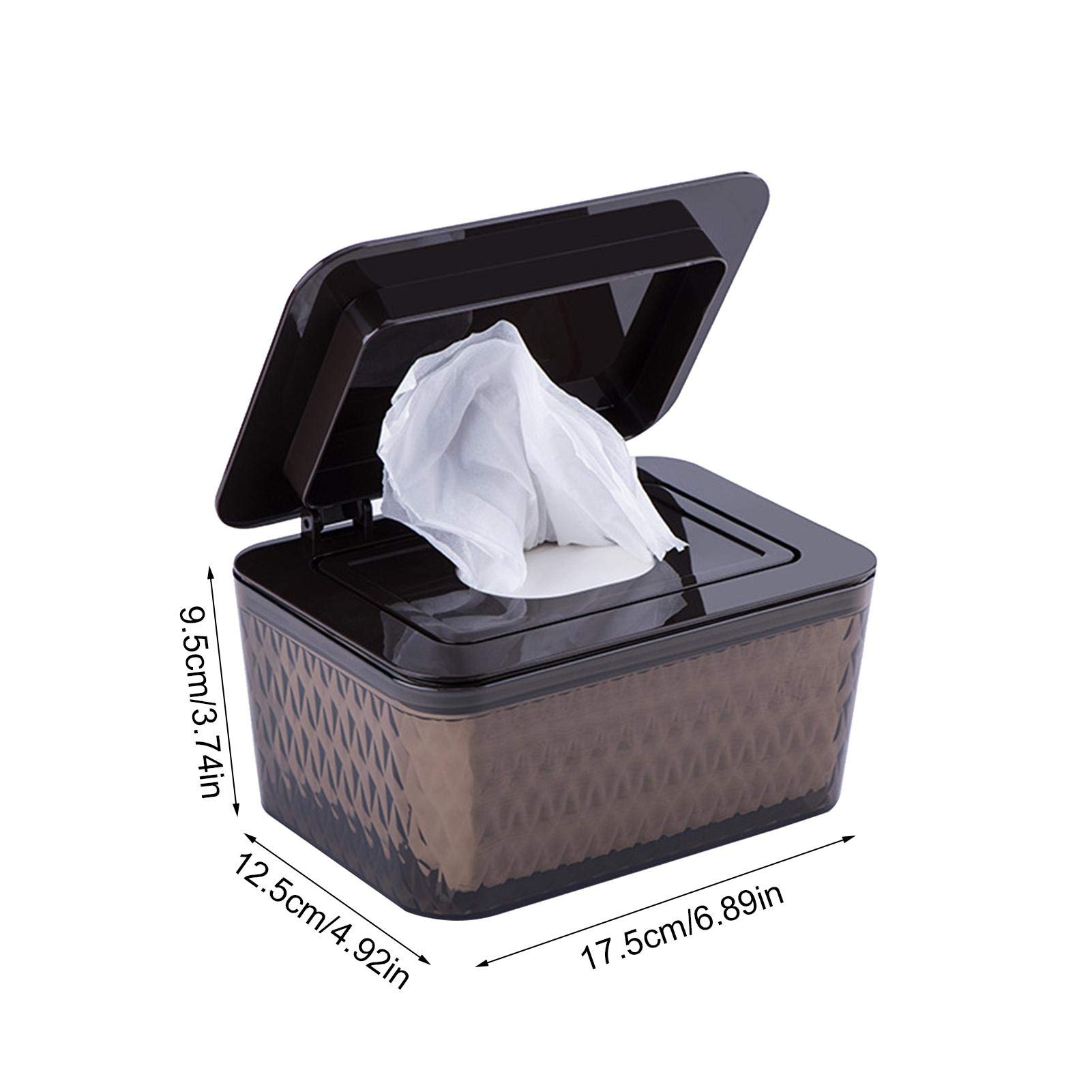 chengyan Wipes Dispenser Case, Dustproof Paper Towel Container Box with Lid and Non-Slip Rubber Feet, Removable Seal-Designed Wipe Holder, Plastic Large Capacity Dust-Proof Baby Wipes Case, Brown