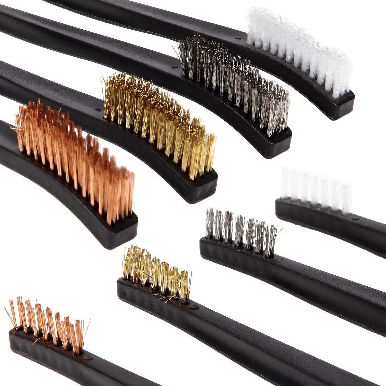 14 Pcs Gun Cleaning Brushes & Picks Kit, Universal Gun Cleaner Tool Set, Double-Ended Stainless Steel Brass Nylon Phosphor Copper Bristle Cleaning Brush & Ploymer Metal Picks for Pistol Shotgun Rifle