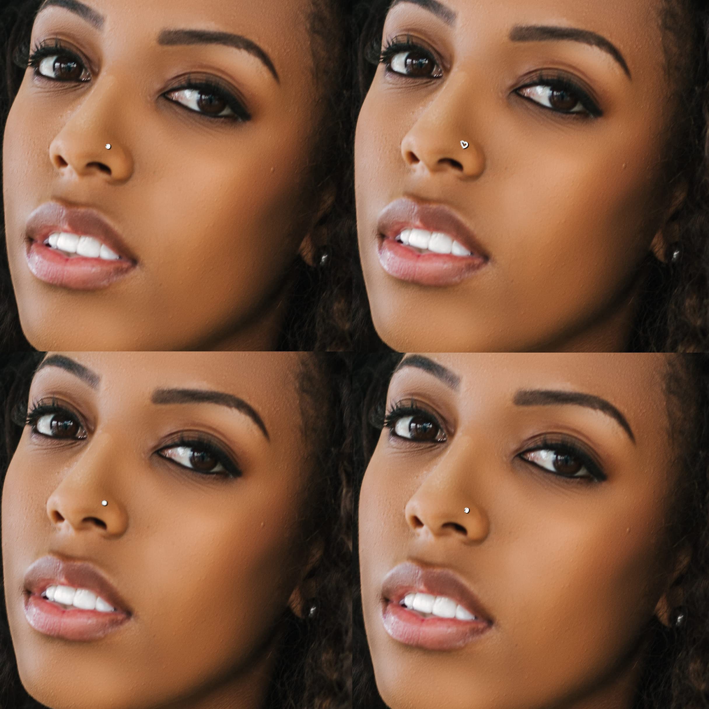 16G Nose Rings hoops L Shaped Nose studs for women Septum Rings 16g(silver, 10)