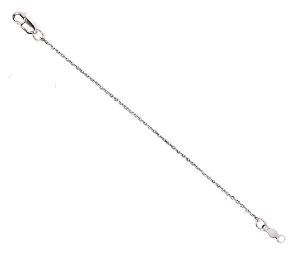 14k White Gold 1.00mm Diamond-Cut Solid Cable Chain Necklace Extender Safety Chain 6 Inches