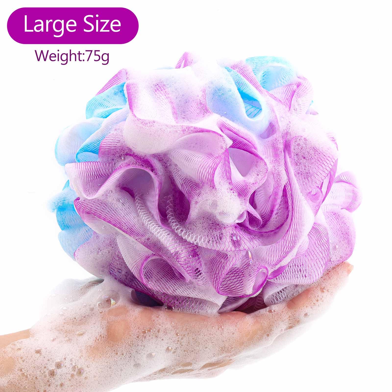 BTYMS 4 Pieces Shower Loofahs Exfoliating Sponge Body Scrubber 75g/pc Bath Puffs Shower Scrunchies Bathing Sponges for Women and Men