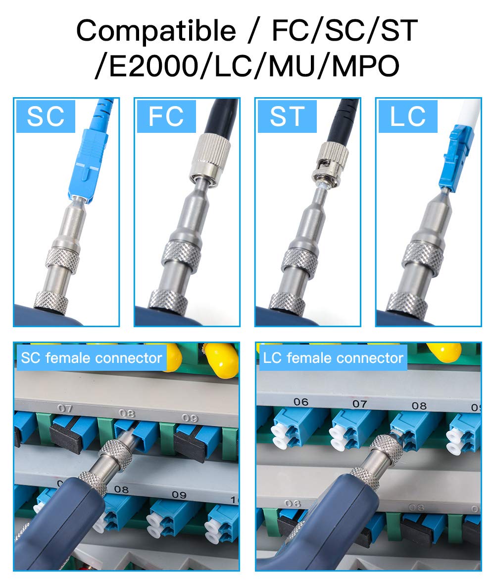 400X Magnification Fiber Optic Inspection Probe KIP-600V, Support Real-time Video Recording + Expansion of TF Card + Four UPC Tips + 3.5 inch HD LCD Display + 4,000mAh Large Battery Capacity FTTX Tool