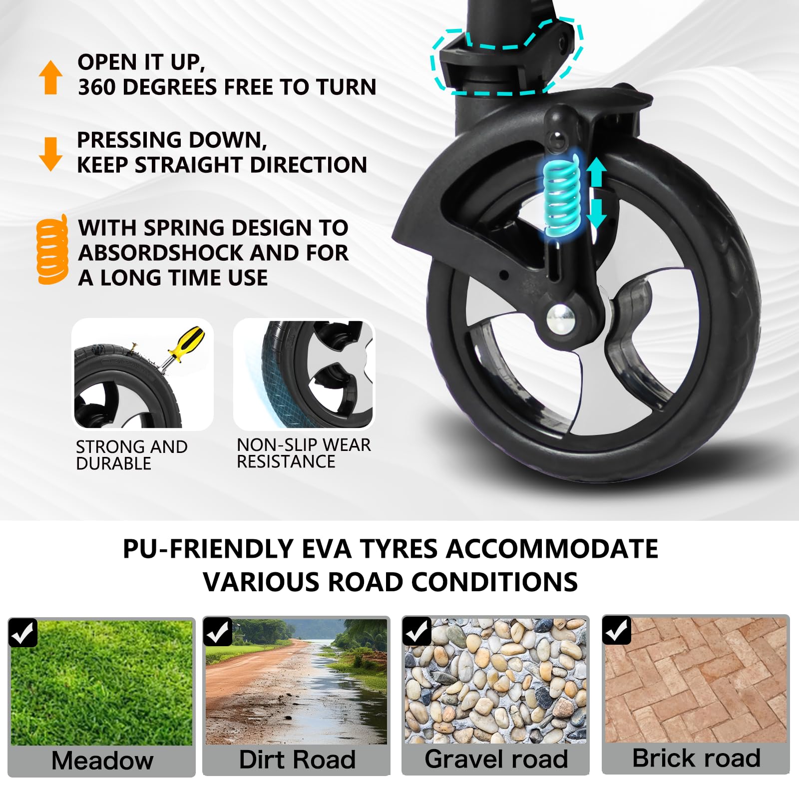 Blahoo Baby Stroller for Newborn, 2 in1 High Landscape Stroller, Foldable Aluminum Alloy Pushchair with Adjustable Backrest.Adjustable Awning, Variable Seat and Recliner(Black)
