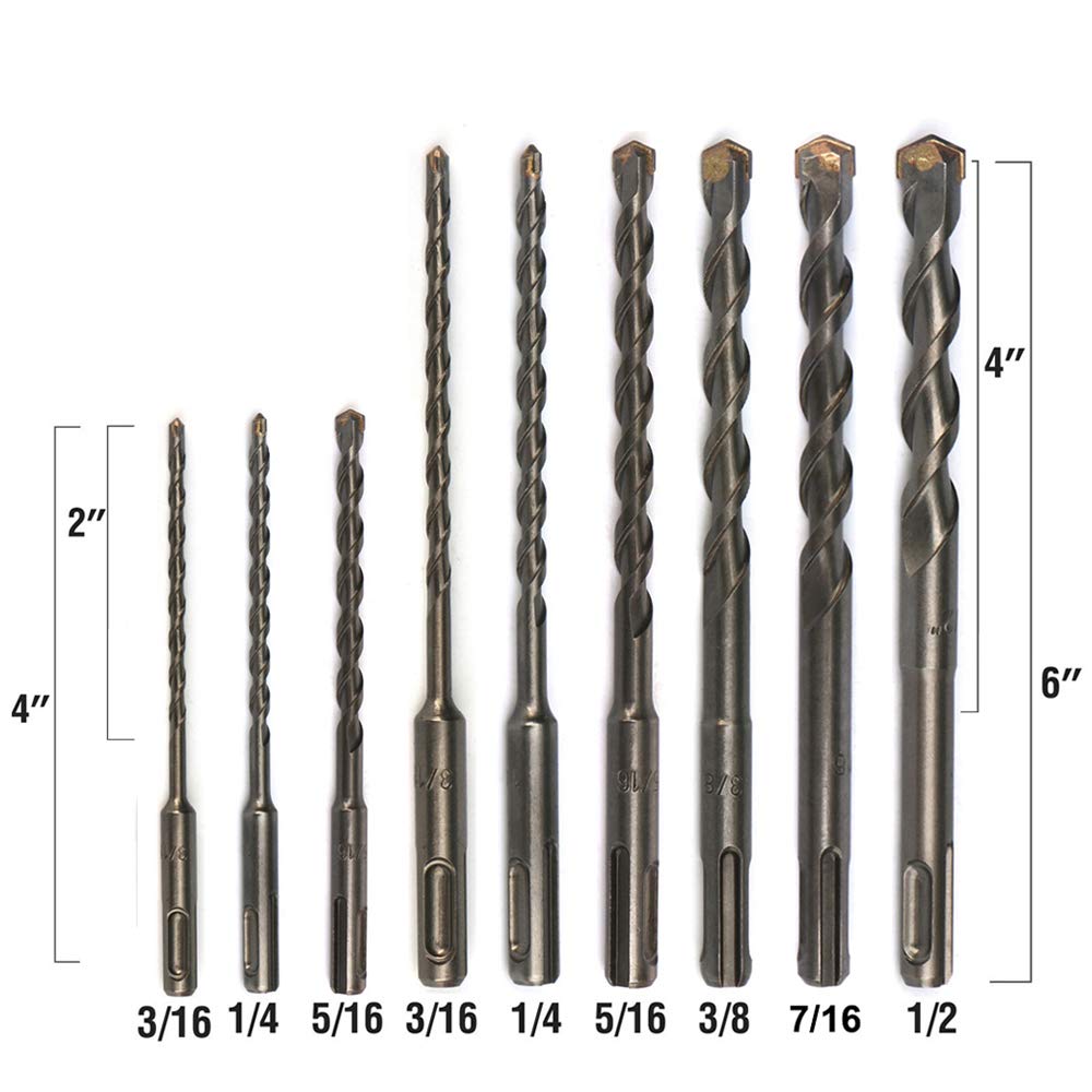 30PC,3/16" x 6", SDS Plus Bits, Masonry Drill bit Set, SDS+ Hammer Bits