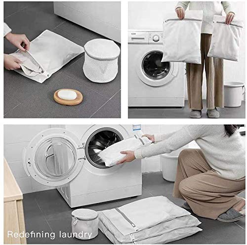IDOSYS 4 Packs Laundry Mesh Bag with Reusable Laundry Balls Washing Bags in Different Size Reusable and Durable Mesh Wash Bags (1 L,1 M, 1 S and 1 Bra Bag)