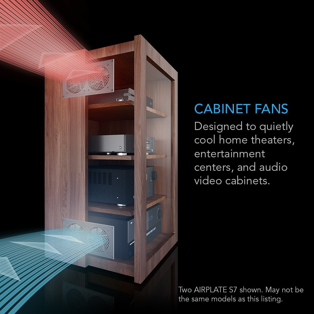 AC Infinity AIRPLATE S7, Quiet Cooling Fan System 12" with Speed Control, for Home Theater AV Cabinets
