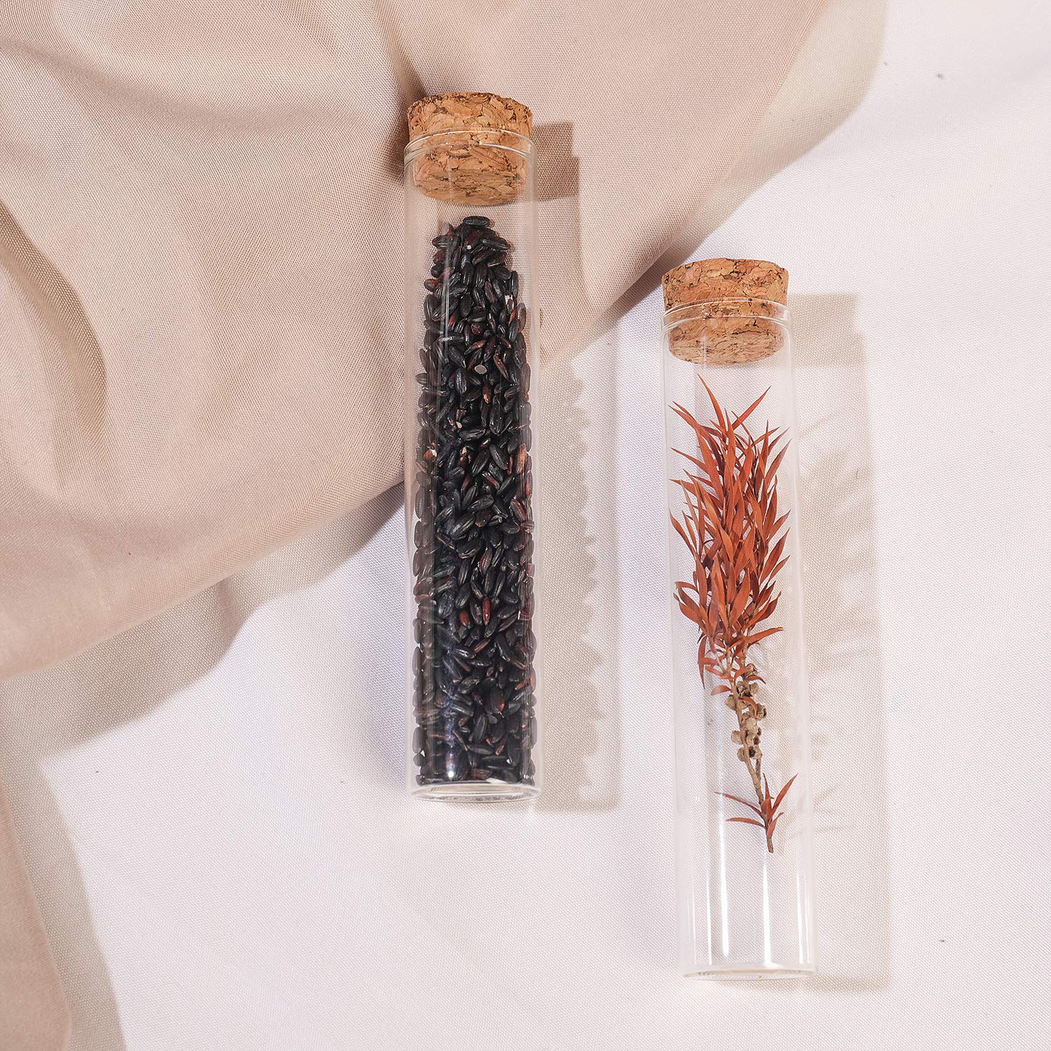 JODIO Glass Test Tubes,18PCS 55ml Clear Flat Test Tubes with Corks Stopper,for Scientific Experiments, Party Decorations, Candy Storage,as Bath Salt Containers(25x120mm)