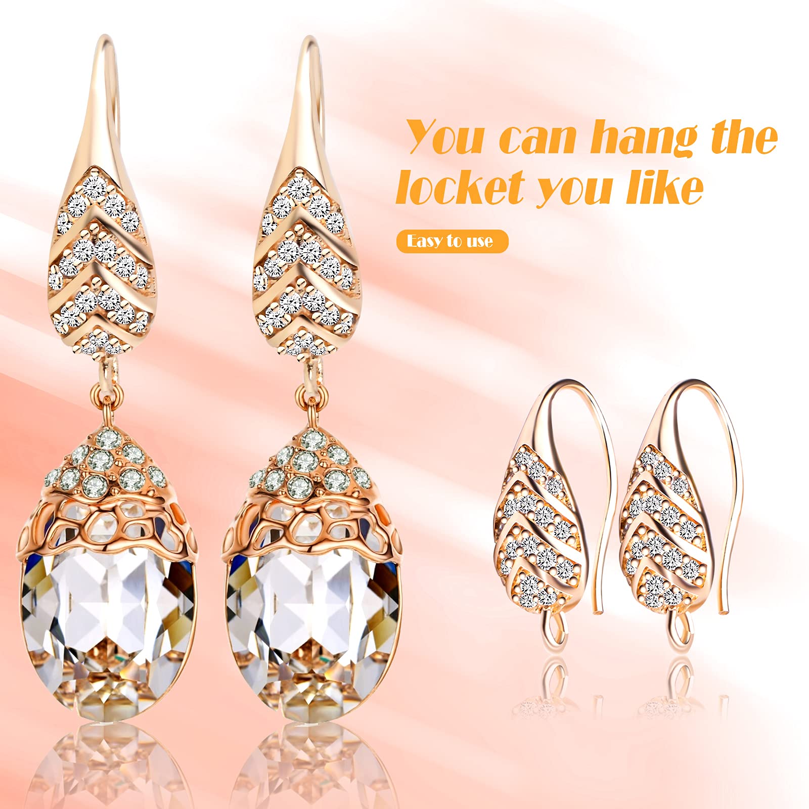 10pcs 14K Gold Cubic Zirconia Earring Hooks Brass French Fish Hooks Ear Wires with Loop Hole Dangle Earrings Connectors with a Plastic Box for Girls Women DIY Jewelry Making