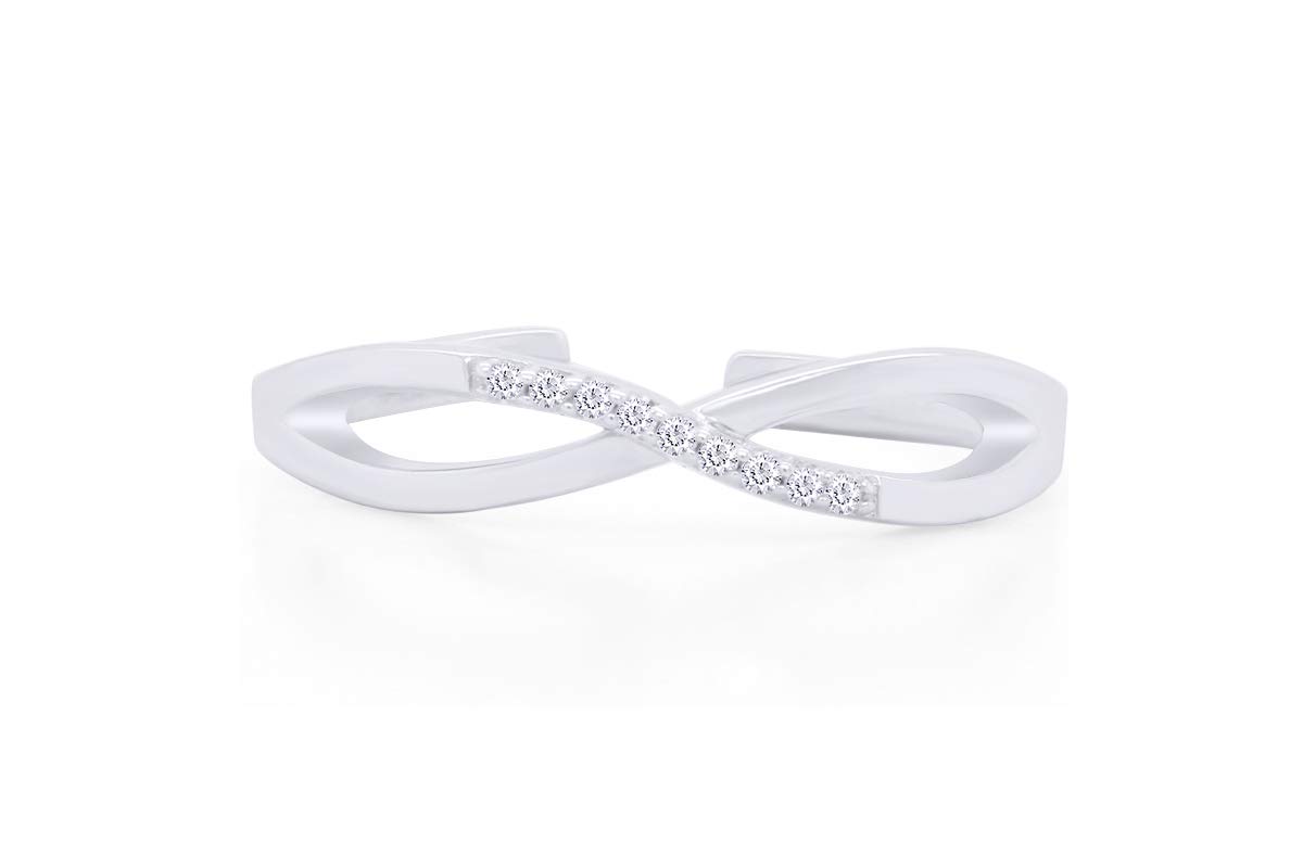 14k White Gold Over Sterling Silver White Natural Diamond Accent Infinity Toe Ring Adjustable
