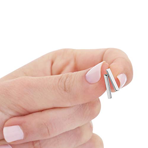 14k White Gold Bar Earrings Polished Stud 12.5mm Line Stick Minimalist Earrings (white-gold)