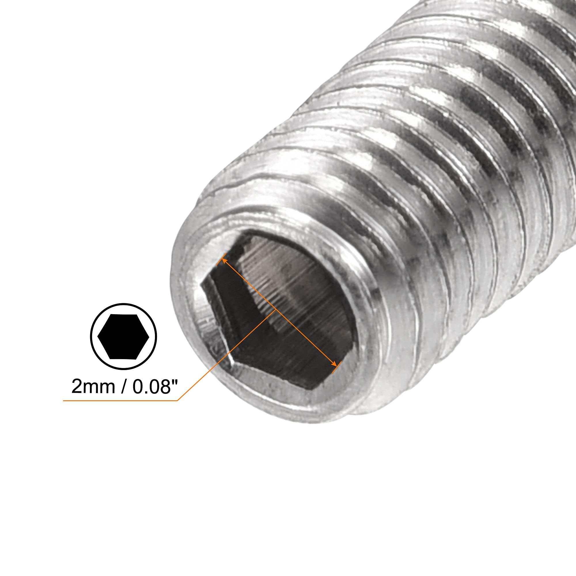 uxcell Ball Point Set Screws, M4 x 6mm 304 Stainless Steel Metric Spring Hex Socket Screw 20pcs