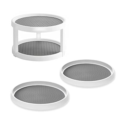 1pc 2 Tier Lazy Susan and 2pcs 1 Tier Lazy Susan Organizer for Cabinet