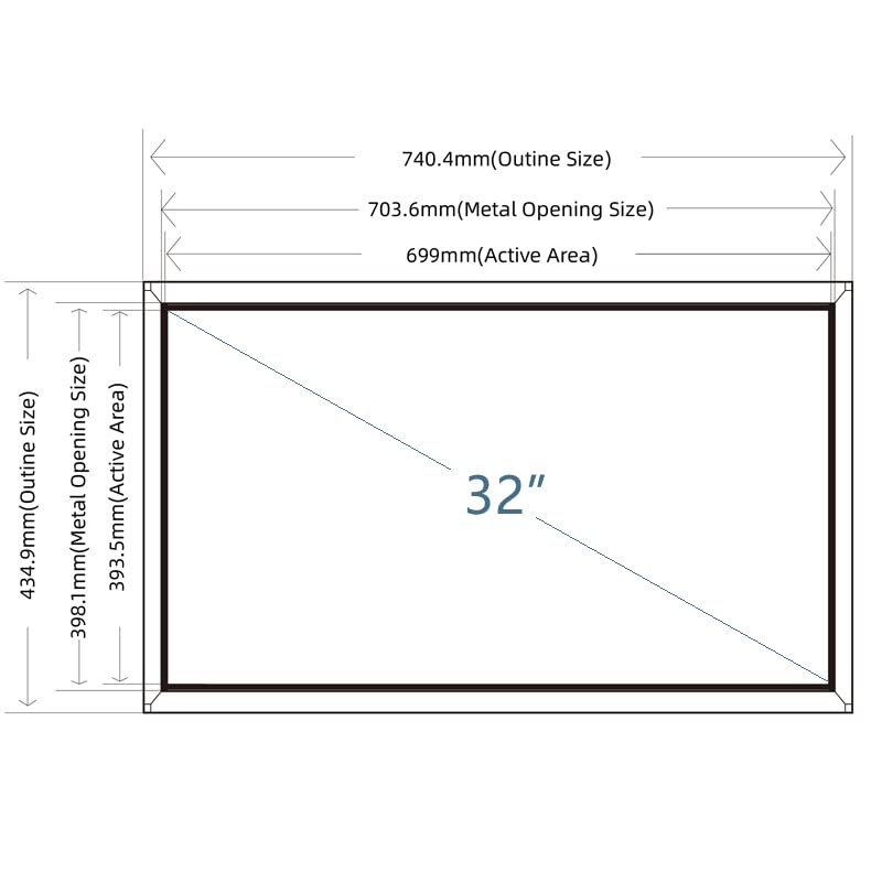 32 Inch 20 Points IR Touch Frame Without Glass Infrared Touch Screen Overlay Kit USB Interface Free-Drive for HT-IR32-17mm 0
