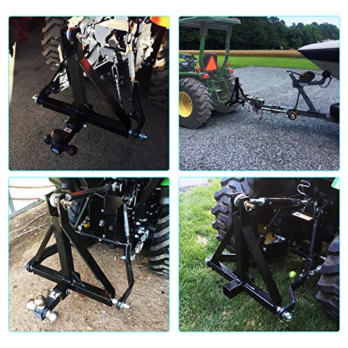 EBESTTECH 3 Point 2 Inch Receiver Trailer Hitch Heavy Duty Steel Category 1 Tractor Tow Hitch Drawbar Adapter for Kubota, BX, LM25H, WLM Tractor, NorTrac, Yanmar, Kioti, Cat 5000lbs Capacity