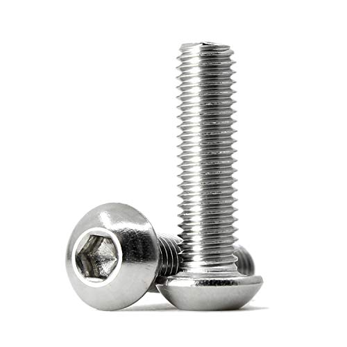 M8-1.25 x 40mm Button Head Socket Cap Screws, Stainless Steel 18-8, Allen Socket Drive, Full Thread, Machine Thread, Quantity 10