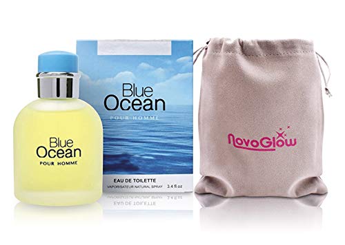 Blue Ocean Pour Homme- Eau De Toilette Spray Perfume, Fragrance For Men- Daywear, Casual Daily Cologne Set with Deluxe Suede Pouch- 3.4 Oz Bottle- Ideal EDT Beauty Gift for Birthday, Anniversary