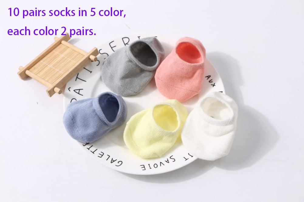 CHUNG Baby Grip Socks Boys Girls Toddler No Show Cotton Anti Slip Non Skid Invisable Summer Thin Low Cut,10 Pack, Solid Color,M