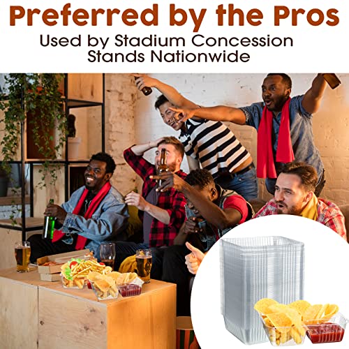 500 Pcs Nacho Trays Disposable 2 Compartment Food Tray Concession Stand Supplies Clear Plastic Cheese Dip and Chip Holder for Candy Kids School Carnival Party (6 x 5 x 1.5 Inch)