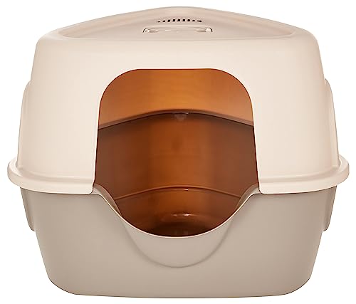 Amazon Basics No-Mess Hooded Corner Cat Litter Box, Triangle, Charcoal, 26 in x 20 in x 23 in