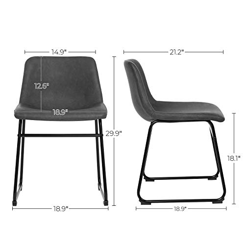 SONGMICS Set of 2 Dining Chairs with Backrest, Metal Legs, Comfortable Wide Seat, 18.9 x 21.2 x 29.9 Inches, Retro Black