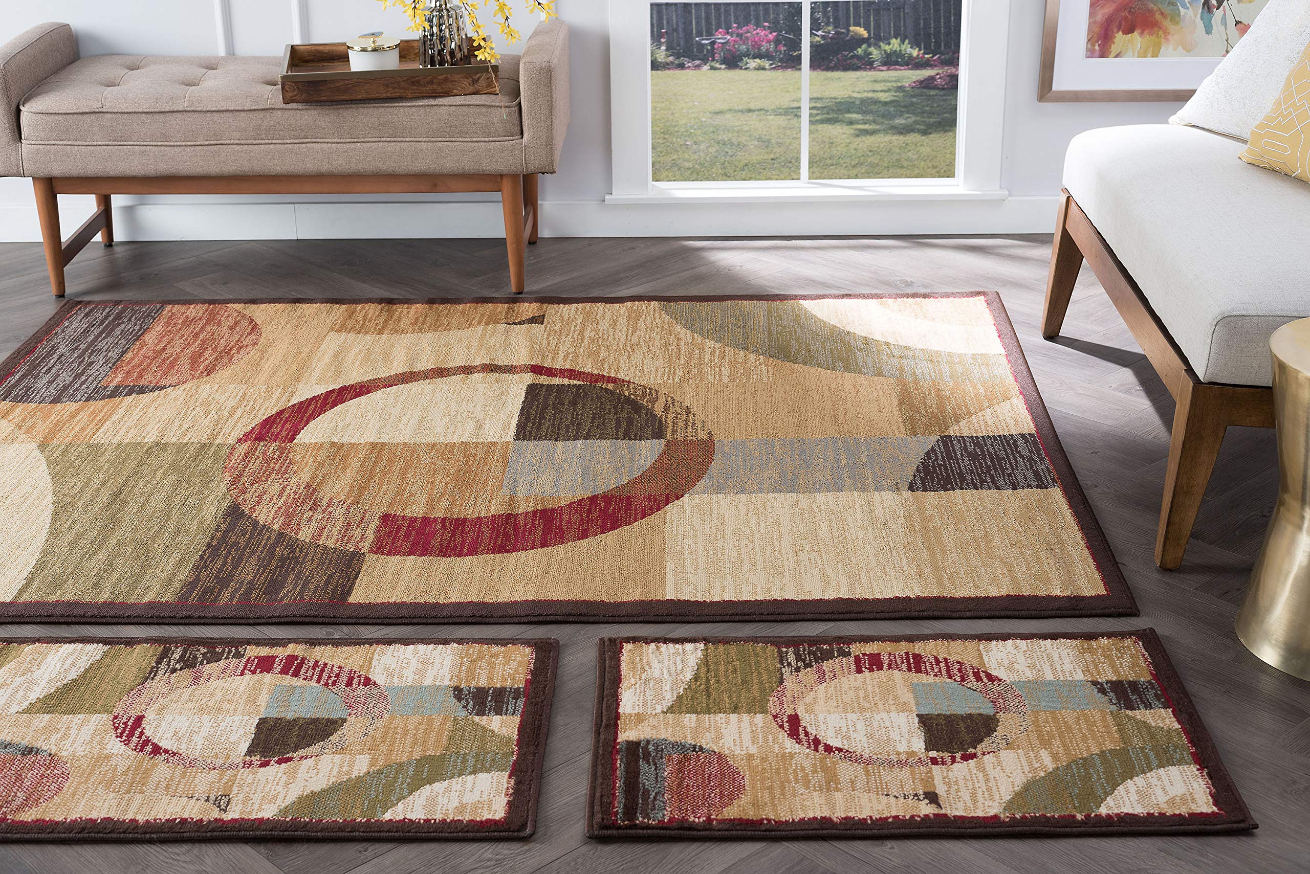 3 Pieces Set (5x7 + 20''x60'' + 20''x32'') Area Rug - Area Rugs for Living Room - Dining Room Rug - Bedroom Rug - Indoor Entry Entryway Rug - Kitchen Contemporary Carpet - Alfombras para Salas
