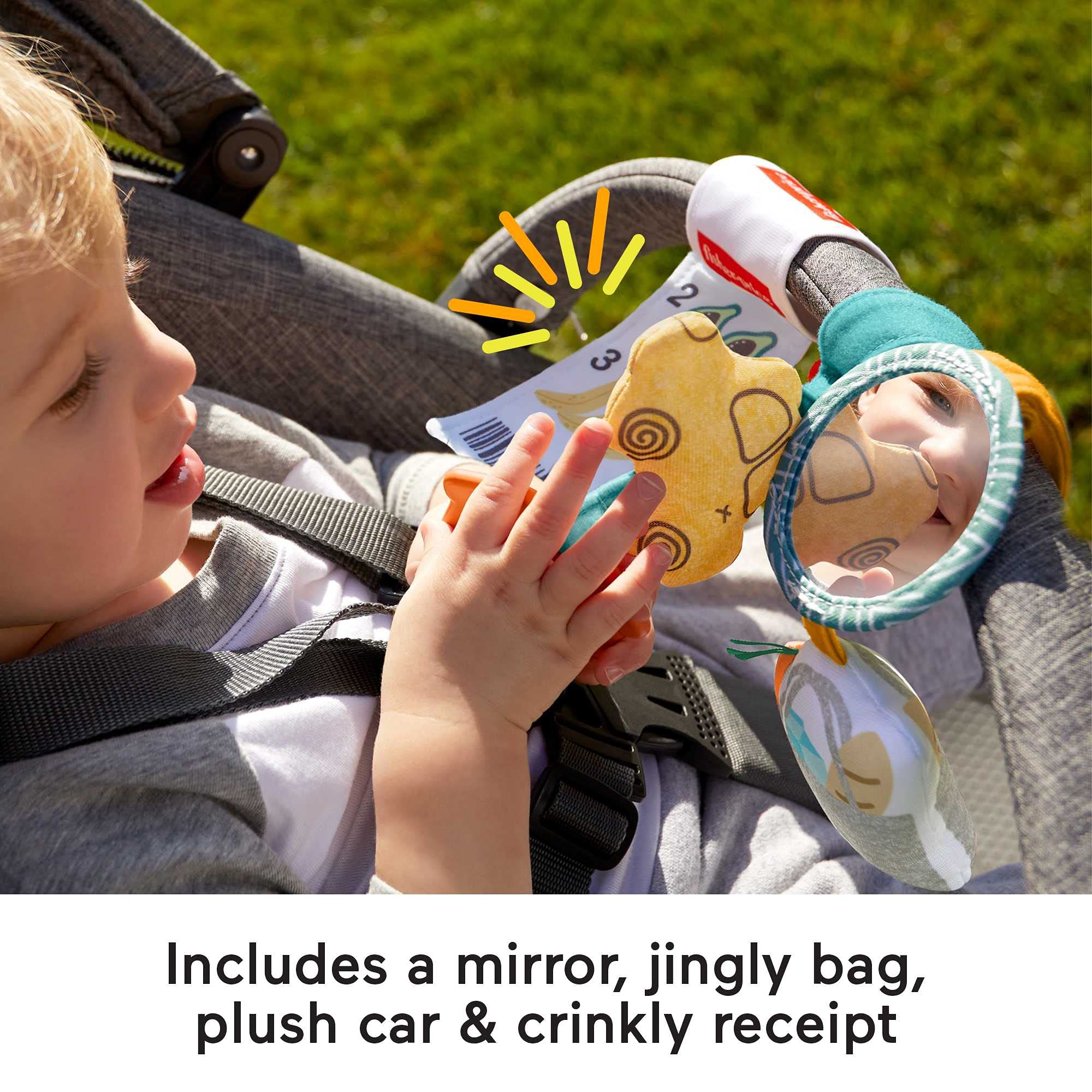 Fisher-Price Cutest Customer Activity Set, 3 Stroller-attaching Infant Toys for Travel