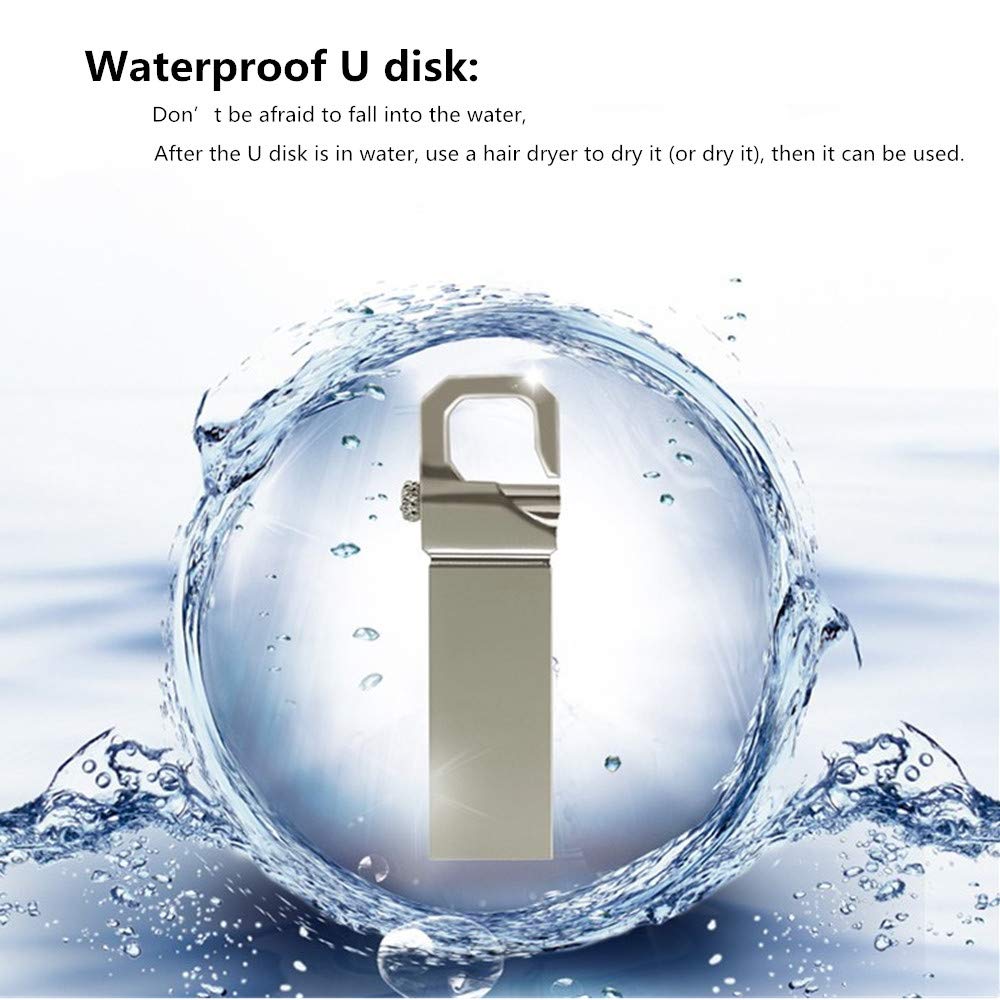 128G64GB 32G USB 2.0 Flash Drive, Metal Micro Hook Memory Stick Built-in Waterproof.(64 G)