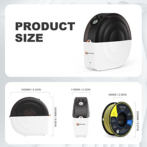 3D Printer Filament Dryer Box - ERYONE Snail M2 Filament Dry Storage 360° Surround Heating Keeping Dry - White Filament Dry Box for 1.75mm/ 2.85mm/ 3mm Wet Filaments