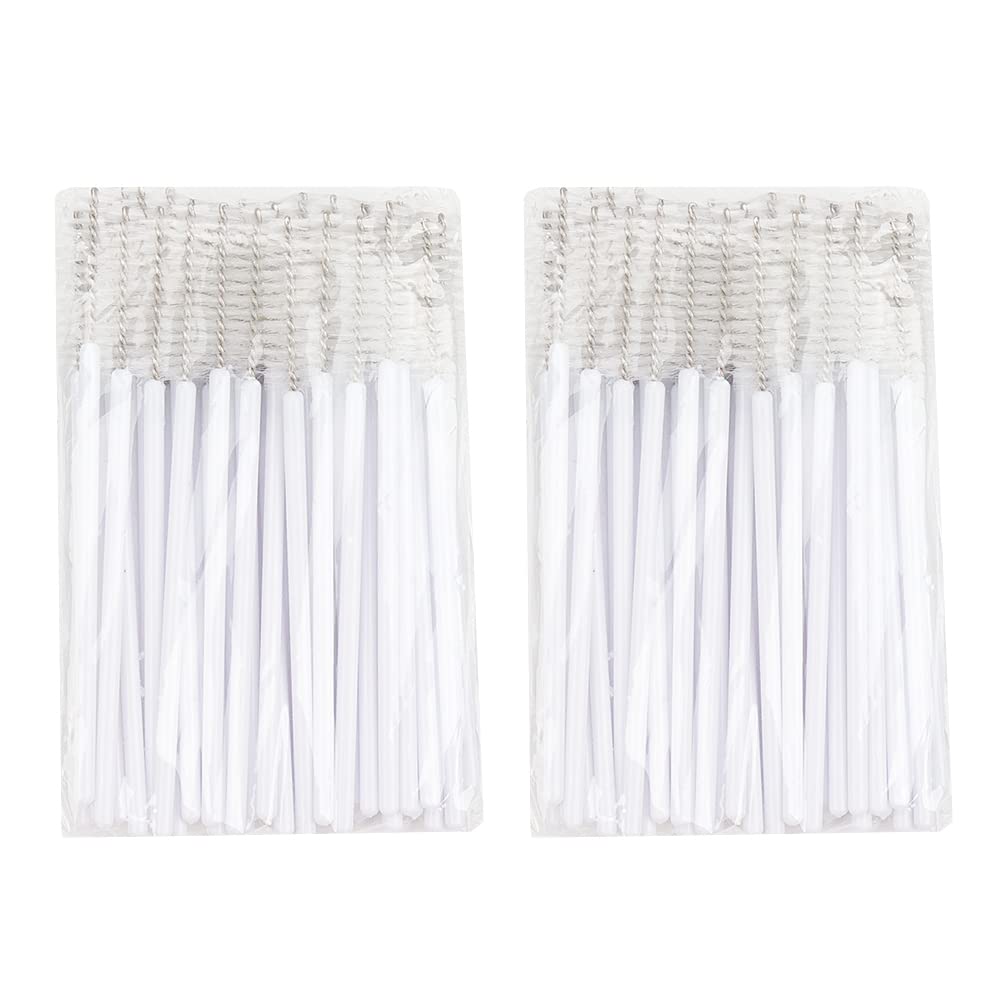 300 Pack Eyelash Mascara Wands Disposable Lash Brushes for Extensions Makeup Brush Applicators Tool Kit, White/White