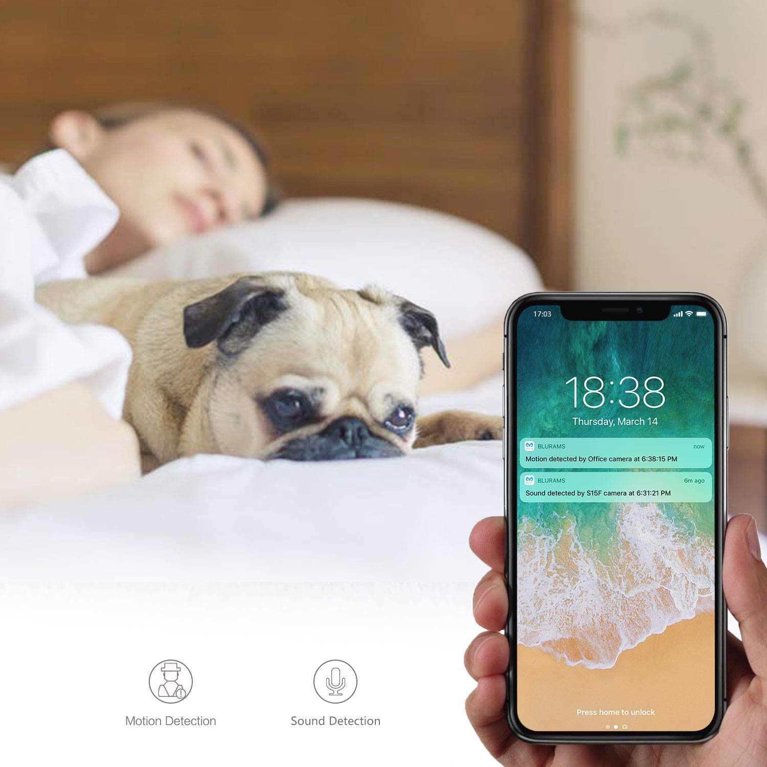 blurams Cameras for Home Security Indoor Camera w/Motion Detection, Two-Way Audio, Night Vision, Instant Alerts | Compatible with Alexa and Google, Cloud and Local Storage Available