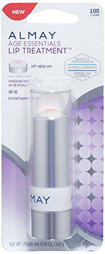 Almay Lip Treatment, Age Essentials, Spf 30, Hypoallergenic, Fragrance Free,100 Clear, 0.24 Oz