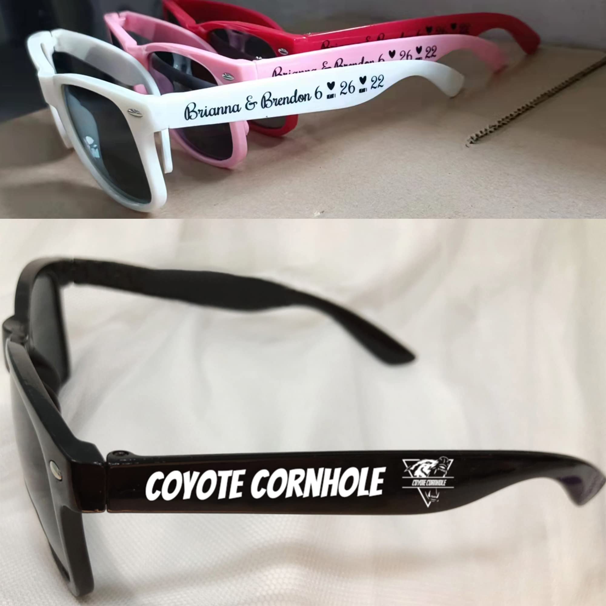 100pc Personalized Wedding Sunglasses Bulk for Guests Party Favors,Custom Personalized Logo Sunglasses Womens Men,Wedding Bridesmaid Sunglasses Gifts,Bachelor Party Favors Set (Mixed)