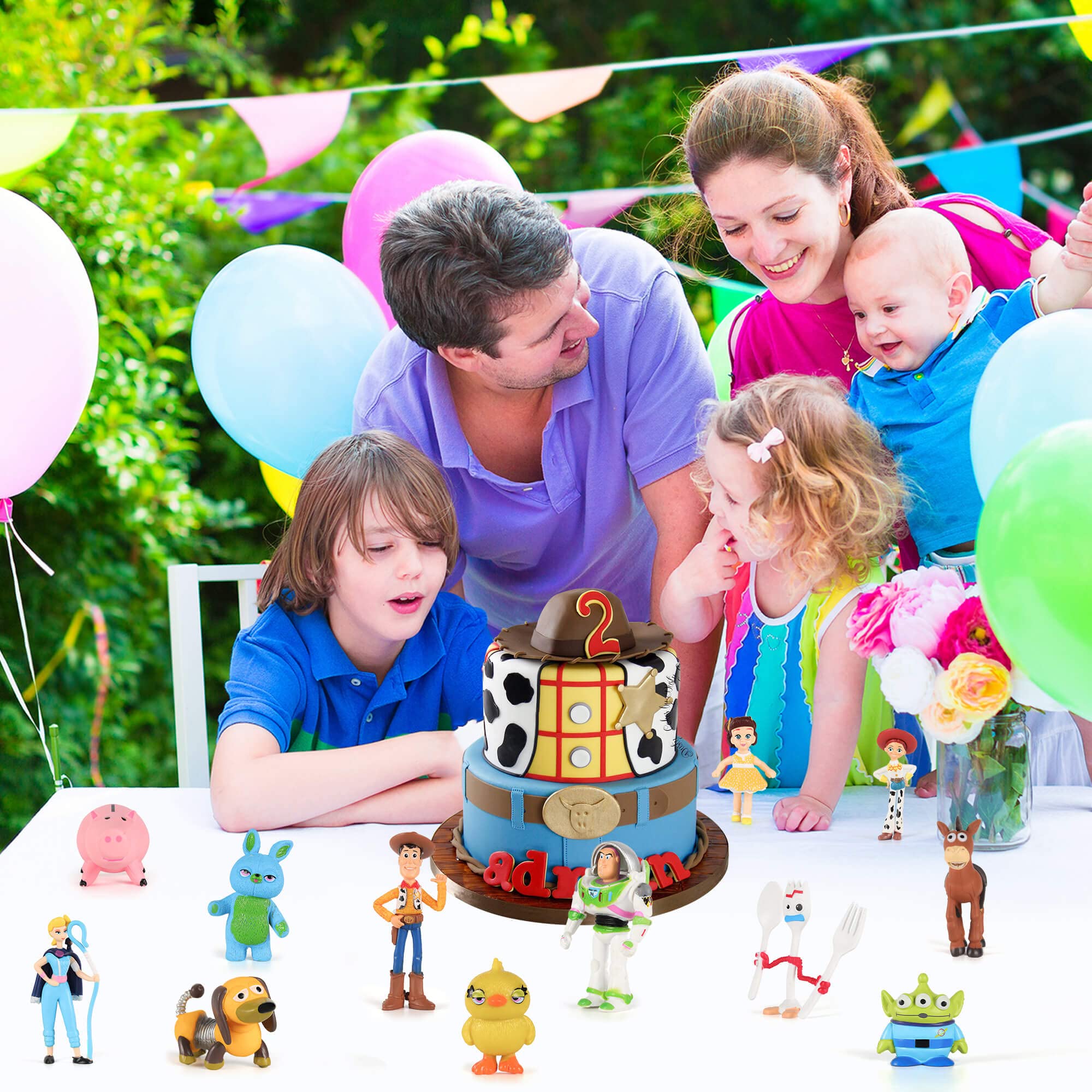 12 PCS Story Cake Toppers Figurines, Mini Figures Set Cute Action Figures Cupcake Toppers Cartoon Action Figures Birthday Party Cake Decorations (A)