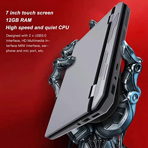 7.0 Inch Touch Screen Ultra Light Mini Laptop, for J4105 High Speed CPU, 12GB RAM 64GB ROM Notebook Computer, Dual Band WiFi, 2 X USB3.0, 2MP 30fps HD Front Camera,BT4.2 (12G+1T US Plug)