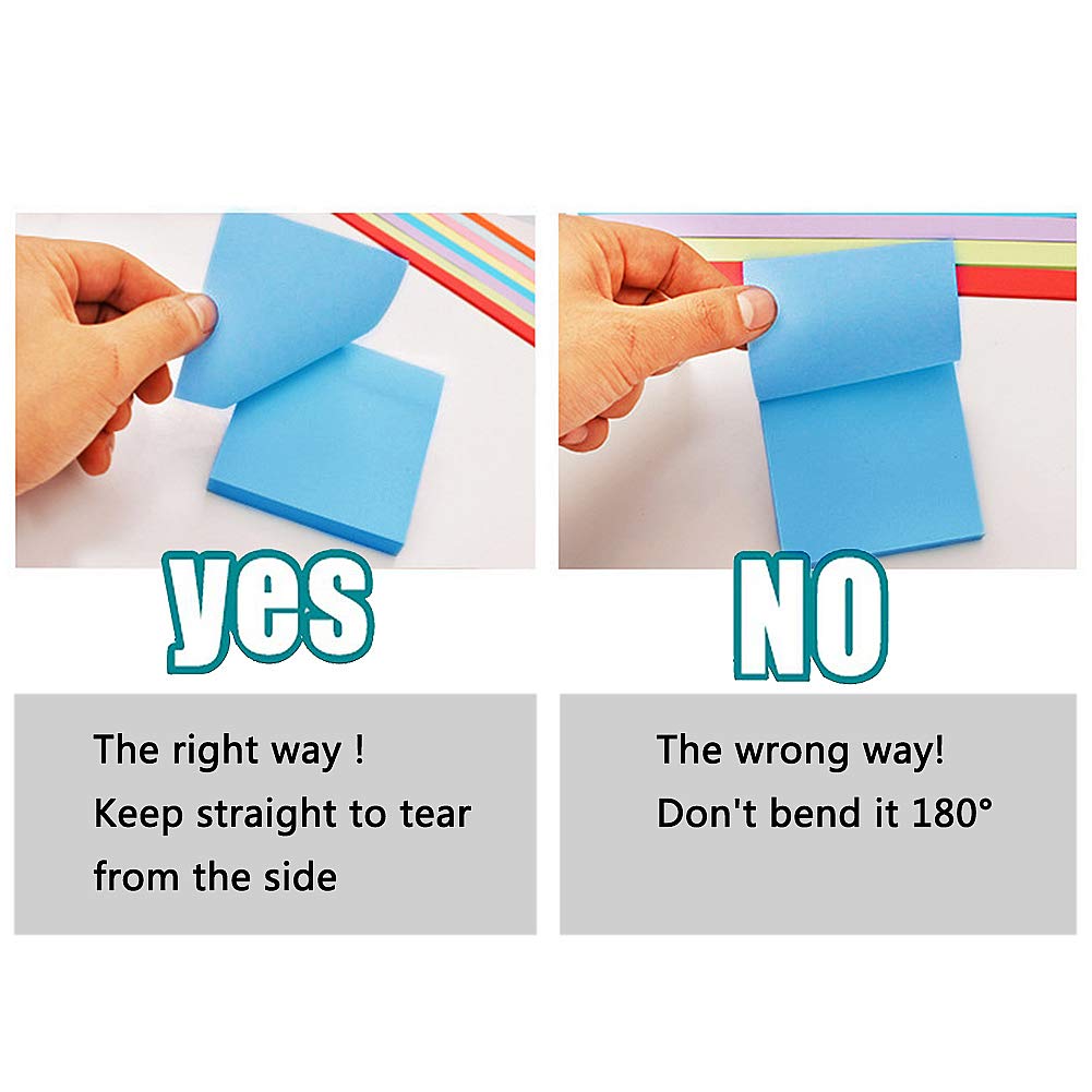 1200 Sheets Sticky Notes 3x3, 12 Pads/Pack, 6 Color Bright Colorful Sticky Pad, Self-Sticky Note Pads (Yellow, Green, Blue, Orange, Pink, Rose)