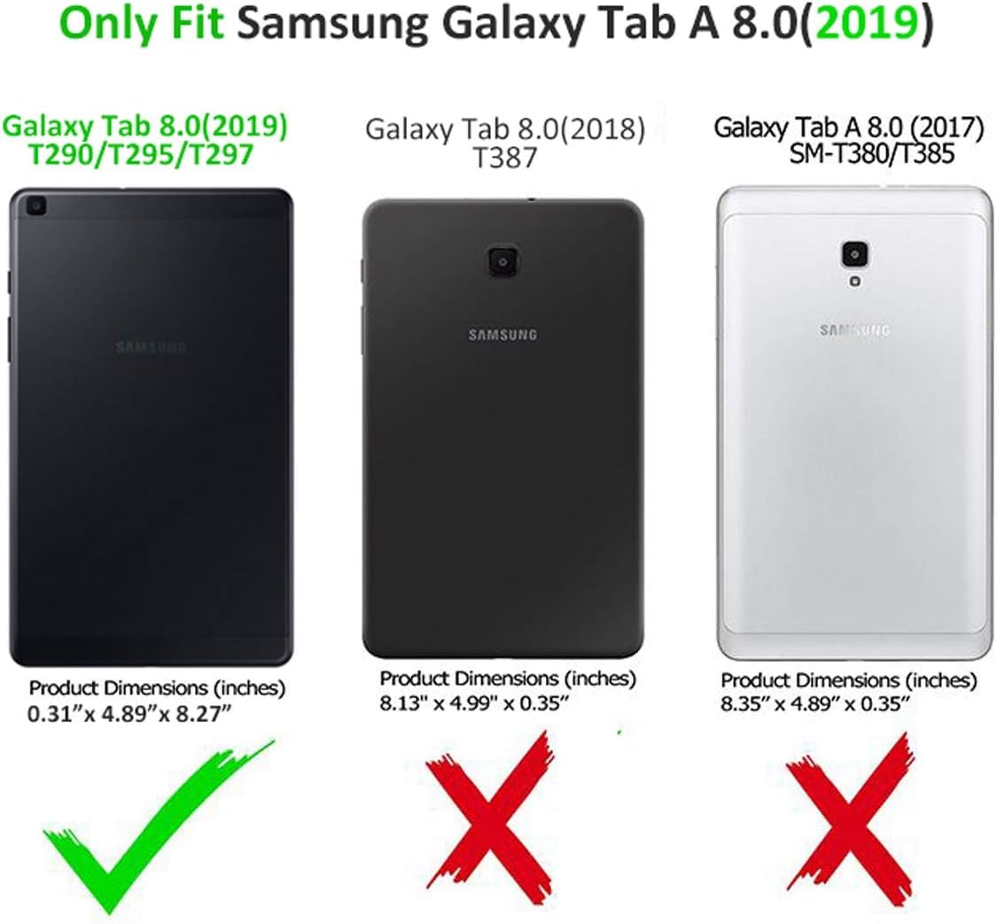 BMOUO for Samsung Galaxy Tab A 8.0 2019 Case SM-T290/T295, Galaxy Tab A 8.0 Case 2019, Shockproof Light Weight Protective Handle Stand Kids Case for Galaxy Tab A 8.0 inch 2019 Without S Pen - Blue