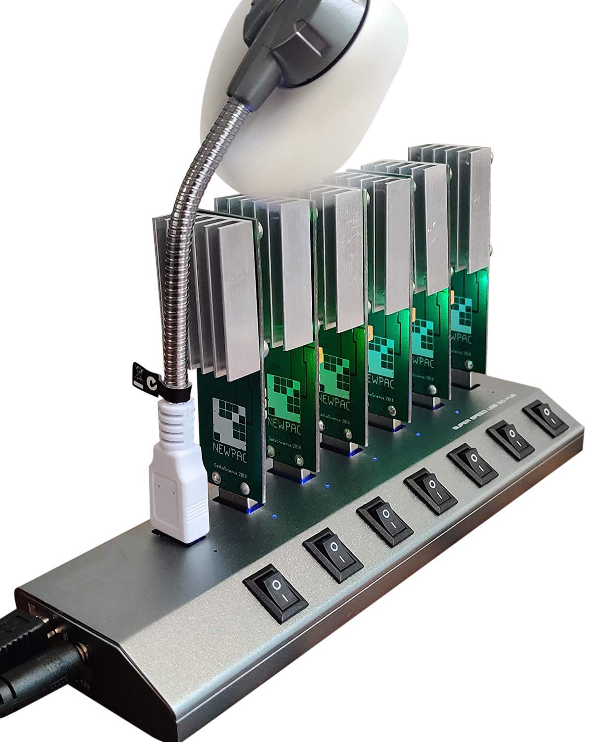 BitcoinMerch.com - Powered 7-Port USB 3.0 Hub, Upgraded 65W Compatible with Newpac, Twopac, Moonlander, Antminer US Plug - USB Miner NOT Included