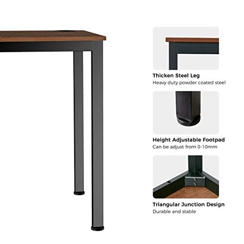 It's_Organized Study Computer Desk 47" Home Office Writing Desk, Modern Simple Style PC Table, Student Study Desk,Easy to Assemble,Black Metal Frame,Oak Black