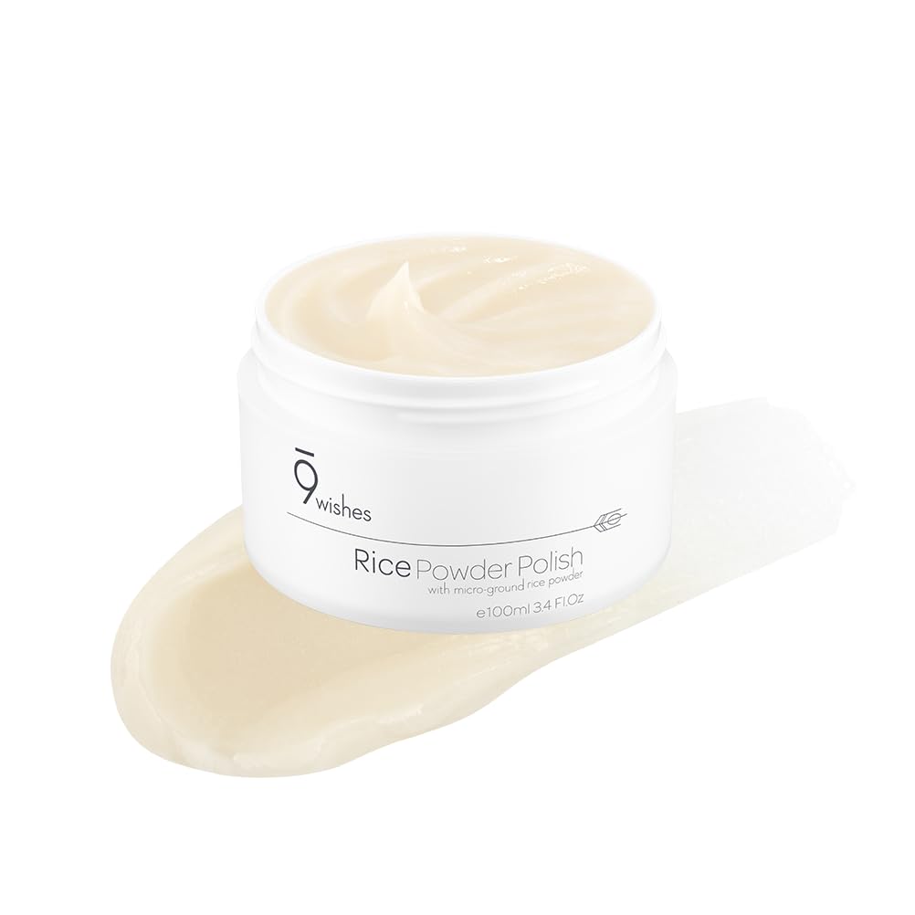 9 wishes Rice Powder Polish 3.38 fl.oz | Rice Facial Scrub with 30% Natural Rice Powder | Hypoallergenic Micro Fine Rice Powder, Skin Exfoliating, Blackhead Care, Sensitive & Dry Skin, Korean Skincare
