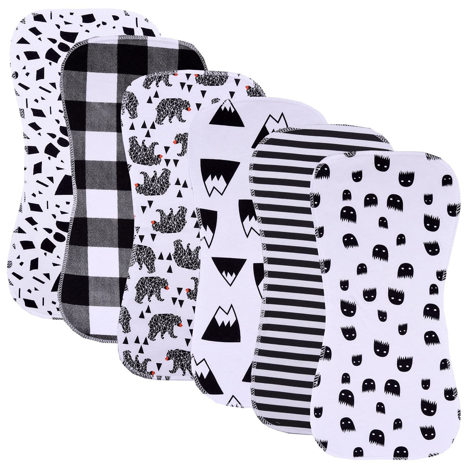 Gelisite 6 Pack Cotton Baby Burp Cloths Extra Absorbent Soft for Baby Boys and Girls Spit Up Cloth (Black)