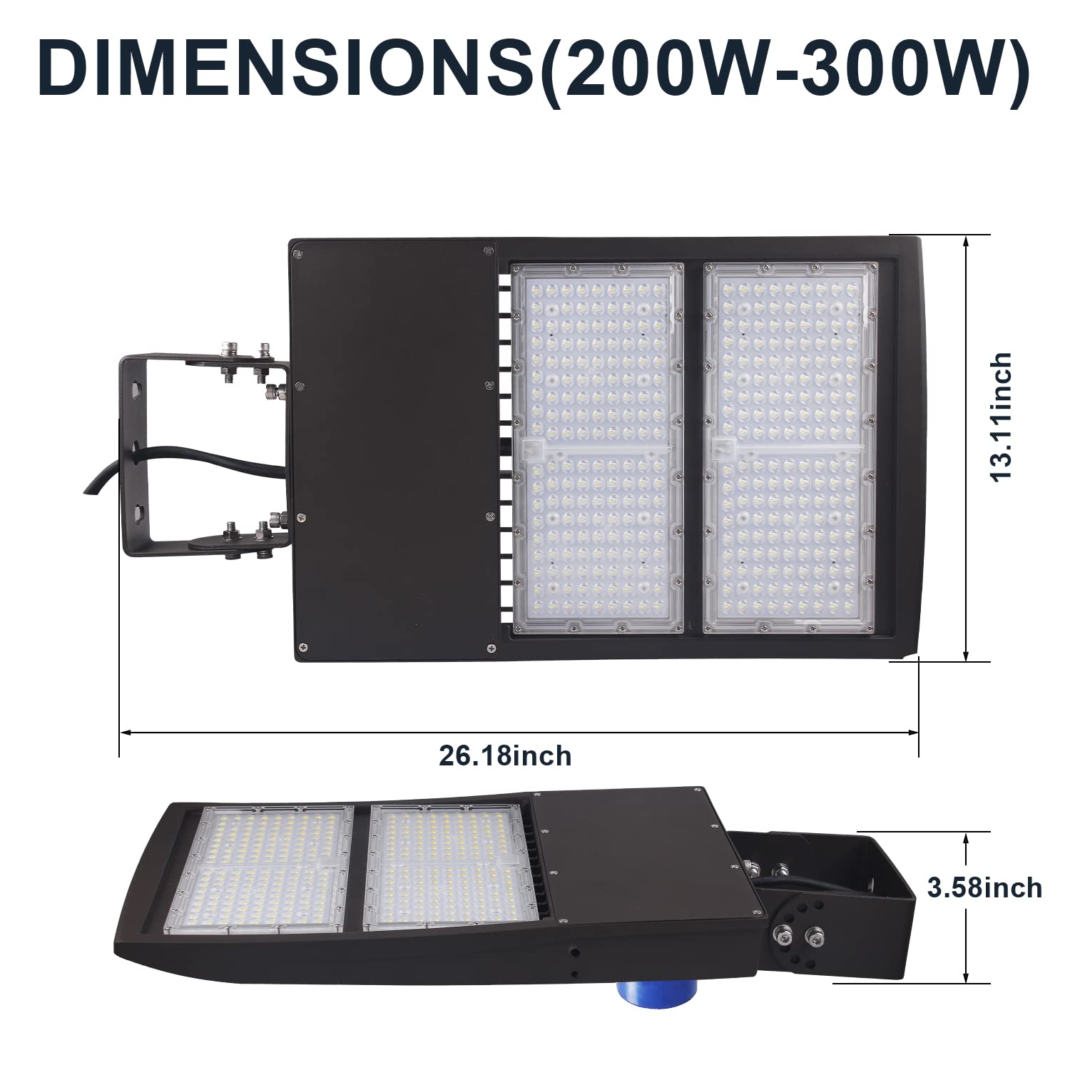 300W LED Parking Lot Light with Dusk to Dawn Photocell 42000 LM 5000K 1-10V Dimmable LED Shoebox Area Light (1000W HID/HPS Equivalent), Yoke Mount 100-277V AC IP65, UL&DLC Listed