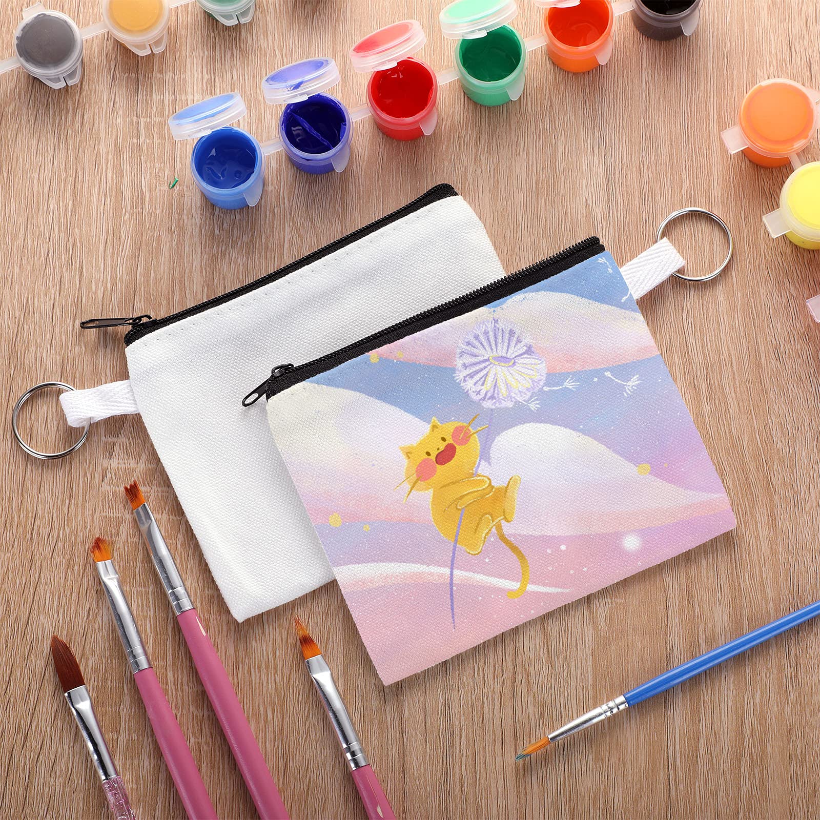 Frienda 30 Pieces Sublimation Coin Purse Canvas Makeup Bag Blank Cosmetic DIY Craft Pouch with Zipper Pencil Pouch Travel Toiletry Organizer Bag(Black)