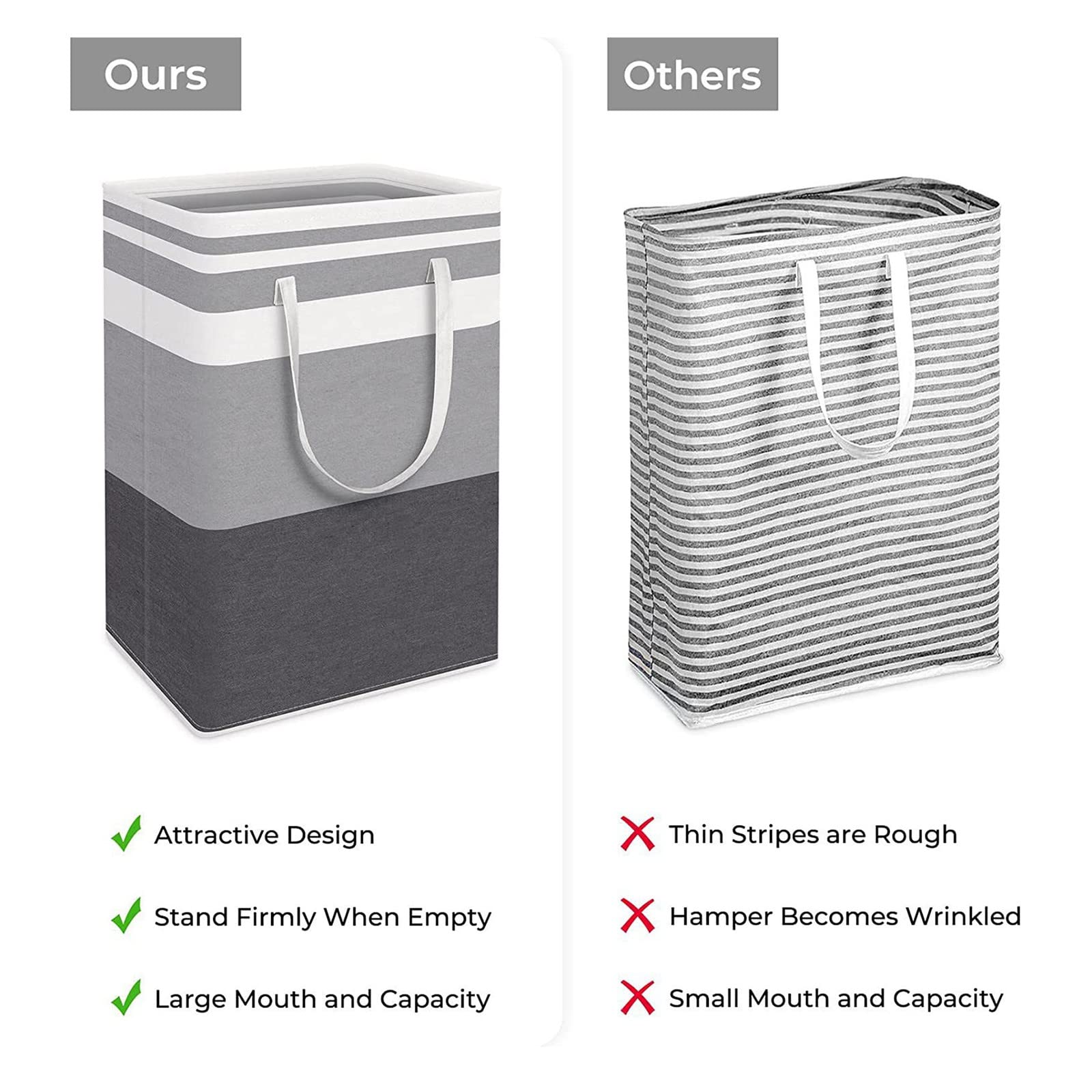 2-Pack Laundry Basket,75L Freestanding Laundry Hamper, Collapsible Tall Clothes Hamper with Extended Handles for Clothes Toys in the Dorm and Family (Multicolor)