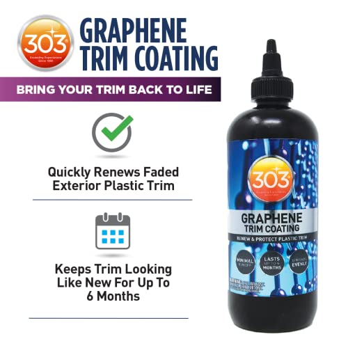 303 Products Graphene Trim Coating – Hydrophobic Graphene Coating – UV Protectant Coating – 6 Months of Protection – Darkens and Renews Plastic Trim – Non-Greasy – 8 Oz (30249)
