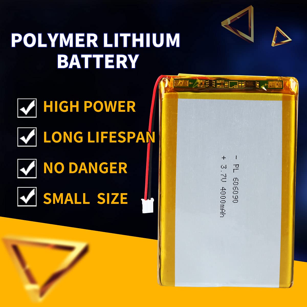 AKZYTUE 3.7V 4000mAh 606090 Lipo battery Rechargeable Lithium Polymer ion Battery Pack with PH2.0mm JST Connector