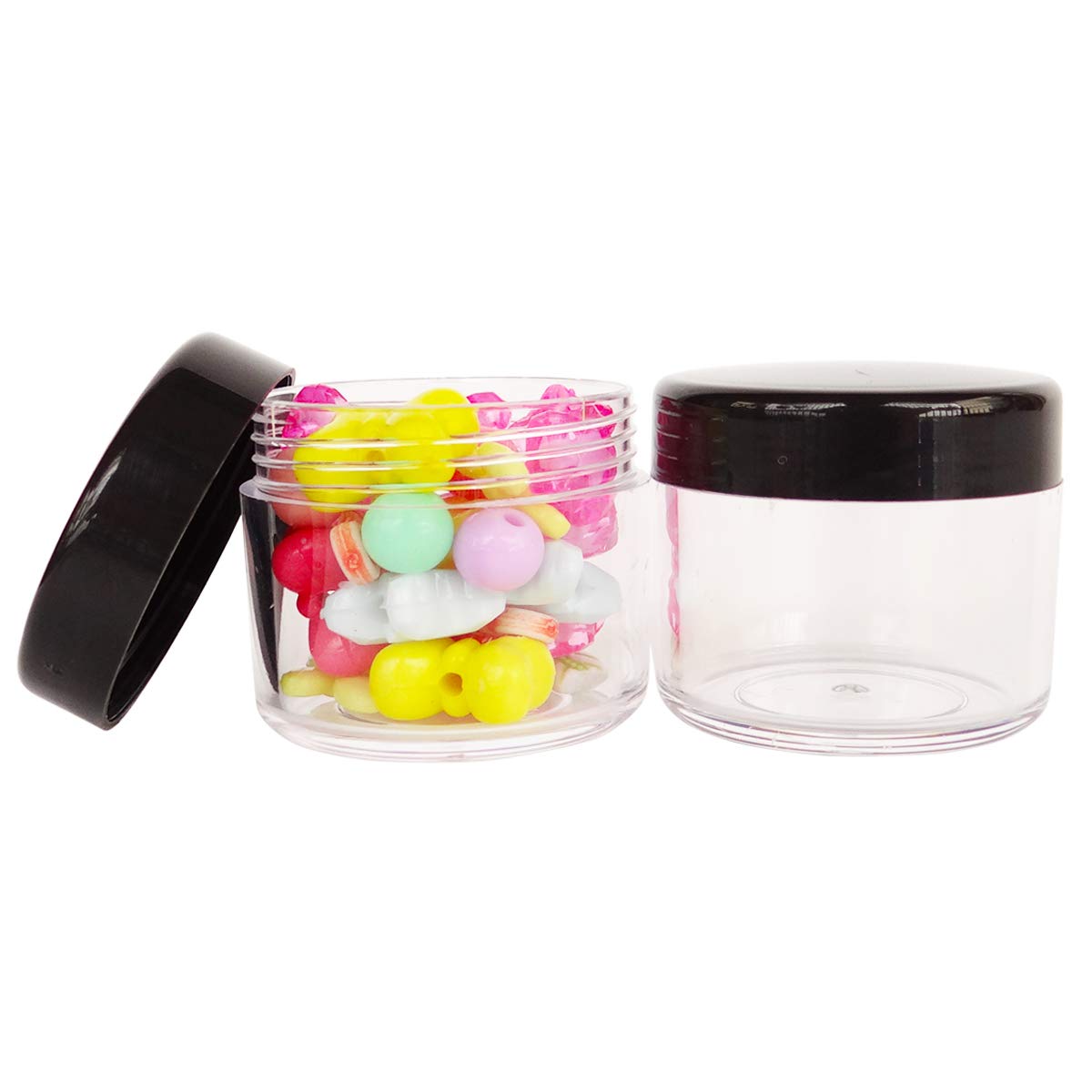 Wopanxye 20pcs 20ml Small Sample Jars, 20g Multi-color Empty Refillable Cosmetic Container, Plastic Round Pot Screw Cap, 20g Travel Bottles for Makeup Eye-shadow Nails Lip Gloss Balms, Extra Spatulas