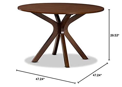Baxton Studio Kenji Modern and Contemporary Walnut Brown Finished 48-Inch-Wide Round Wood Dining Table