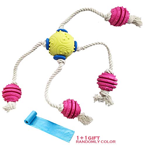 BOAVIDA Dog Chew Toy for Puppy Teething Balls Rope Dog Toys for Small Dogs Pink
