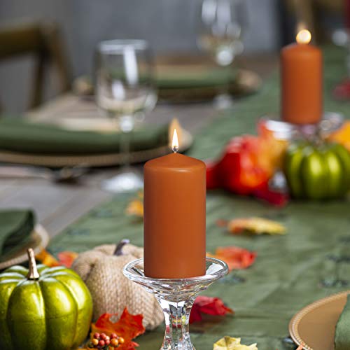 BOLSIUS 4 Orange Pillar Candles - 3x6 Inches - Individually Wrapped - Premium European Quality - 65 Burn Hours - Dripless & Smokeless Smooth Flame - Unscented Dinner, Wedding, Party, & Décor Candles