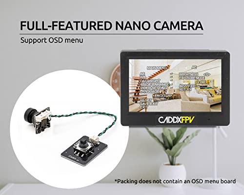 Caddx Ant Lite FPV Camera,1.8mm FPVCycle Edition 1200TVL Global WDR FOV 165° 1/3'' CMOS Sensor Analog Camera for FPV Racing RC Drone,Black 4:3